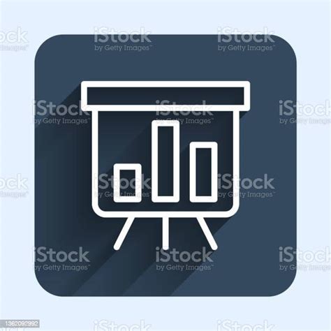 긴 그림자 배경으로 격리 된 그래프 차트 아이콘이있는 화이트 라인 보드 텍스트 파일 아이콘을 보고합니다 회계 기호 감사 분석 계획 파란색 정사각형 버튼 벡터 0명에 대한