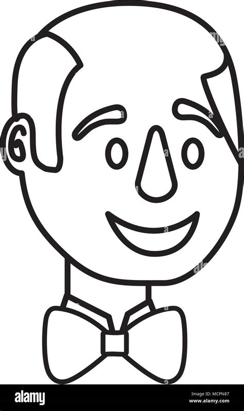 Man Bald With Bowtie Comic Character Stock Vector Image And Art Alamy