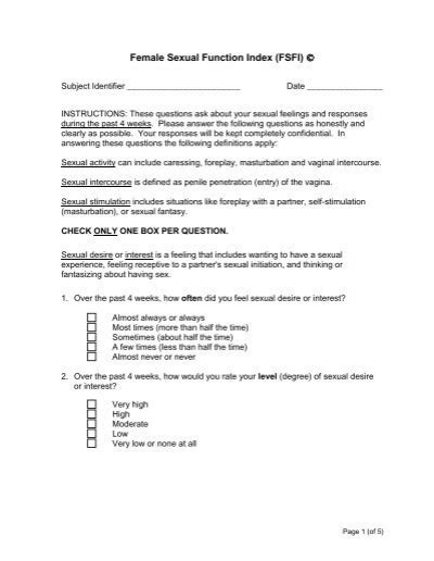 Female Sexual Function Index Fsfi