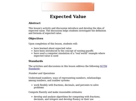 Expected Value Lesson Plan For 9th 12th Grade Lesson Planet