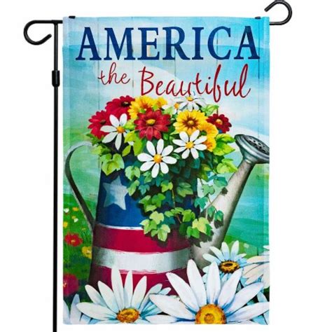G128 Spring Flower Watering Can Garden Flag 12x18in Printed 150d 12x18