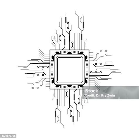 추상 검정 간단한 선 Cpu 컴퓨터 기술 낙서 윤곽 선 요소 벡터 디자인 스타일 스케치 흰색 배경 일러스트레이션에 격리 0명에 대한 스톡 벡터 아트 및 기타 이미지 Istock