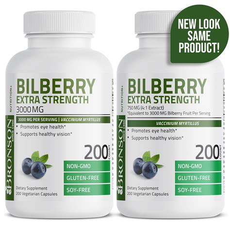 Bilberry Extra Strength 3000 Mg 200 Vegetarian Capsules Bronsonlabs