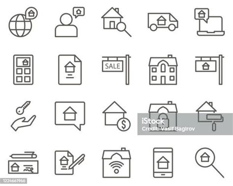 房子 屬性 搜索設置向量圖示房地產圖示集簡單的房地產相關向量線圖示集包含地圖平面圖臥室等圖示向量圖形及更多一組物體圖片 Istock