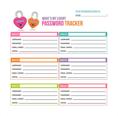 Free 3 Sample Password Log Templates In Pdf
