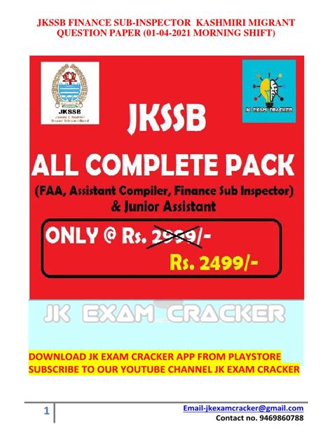 Set 02 Jkssb Finance Sub Inspector 01 04 2021 Morning Shift By Jk