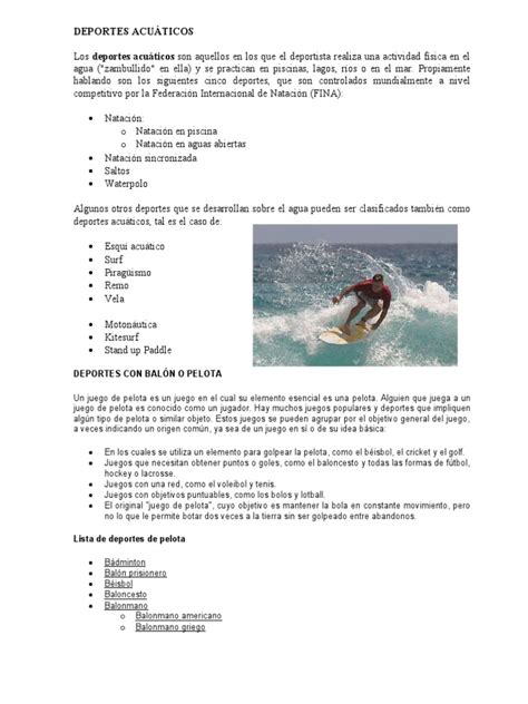 Introducción A Los Deportes Acuáticos Pdf Pelota Deportes