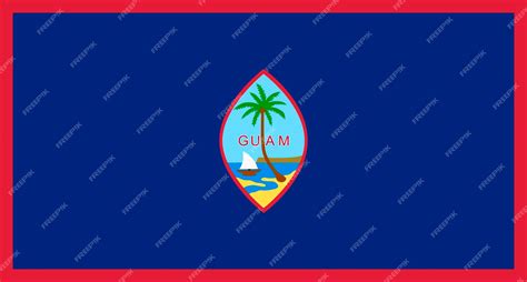 괌 국기 공식 색상 및 비율 벡터 일러스트 레이 션 프리미엄 벡터