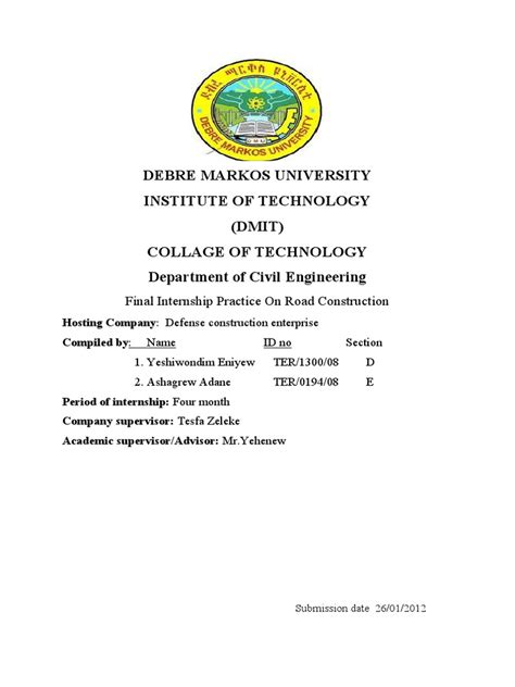 Yeshi Revised Internship Report Pdf Masonry Concrete