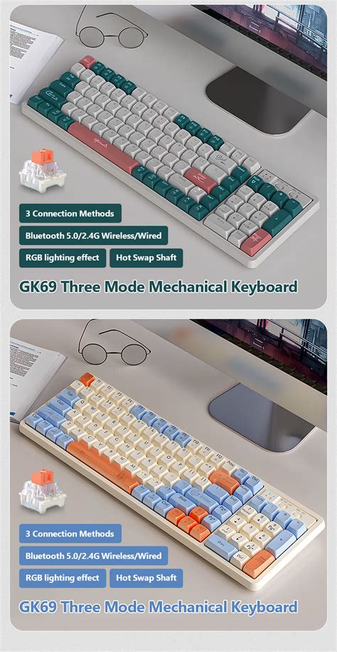 Local StockHotswap Wireless Mechanical Keyboard 102Keys RGB Backlight Keyboard Mechanical