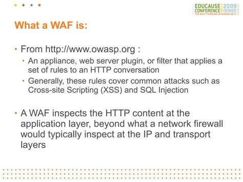 2009 Securing Applications With Web Application Firewalls And