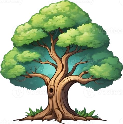 Ai Generated An Animated Tree With Green Leaves And Grass 35089421 Png
