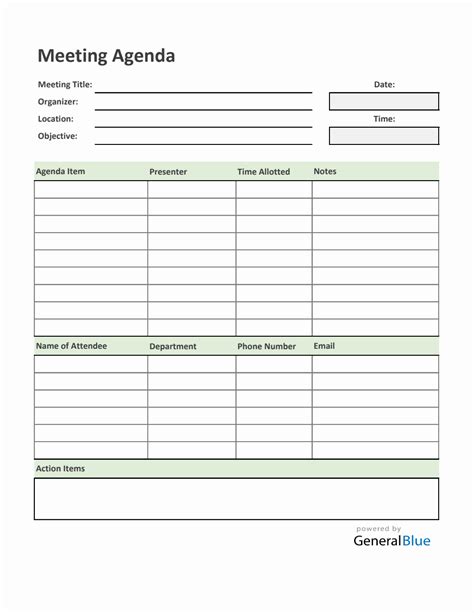 Free Excel Meeting Templates
