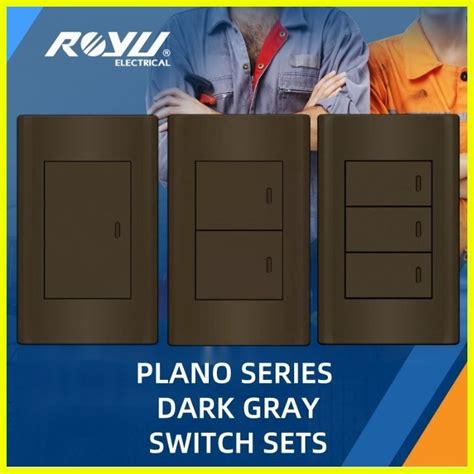 Royu Plano Series 1 2 3 Gang Switch Dark Gray 1 Way 3 Way