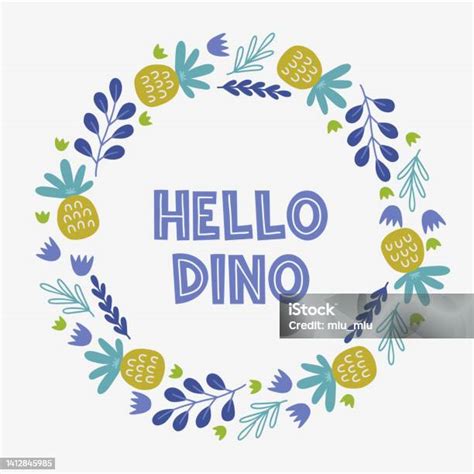 흰색 배경에 나뭇잎 파인애플 가지가있는 어린이 인사말 카드 0명에 대한 스톡 벡터 아트 및 기타 이미지 0명 계절 공룡