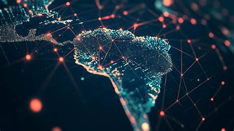 Abstract Digital World Map With Connection Lines And Dots Premium Ai Generated Image