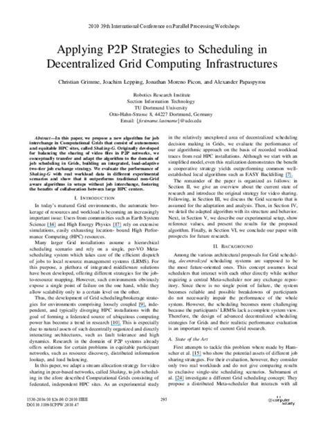 Pdf Applying P2p Strategies To Scheduling In Decentralized Grid