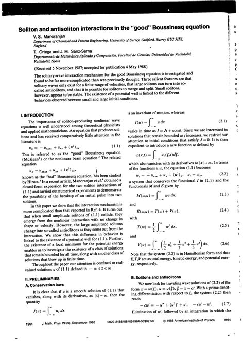 Pdf Soliton And Antisoliton Interactions In The ‘‘good Boussinesq Equation