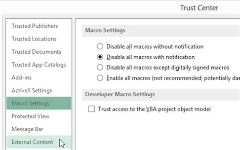 The Trust Center In Excel 2013