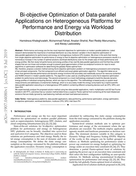 Pdf Bi Objective Optimisation Of Data Parallel Applications On