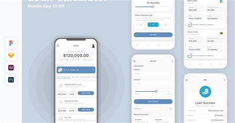 Loan Calculator Mobile App Ui Kit Ux And Ui Kits Ft Loan And Service Envato