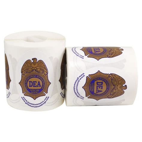 Oval Dea Badge Sticker 500 Per Roll