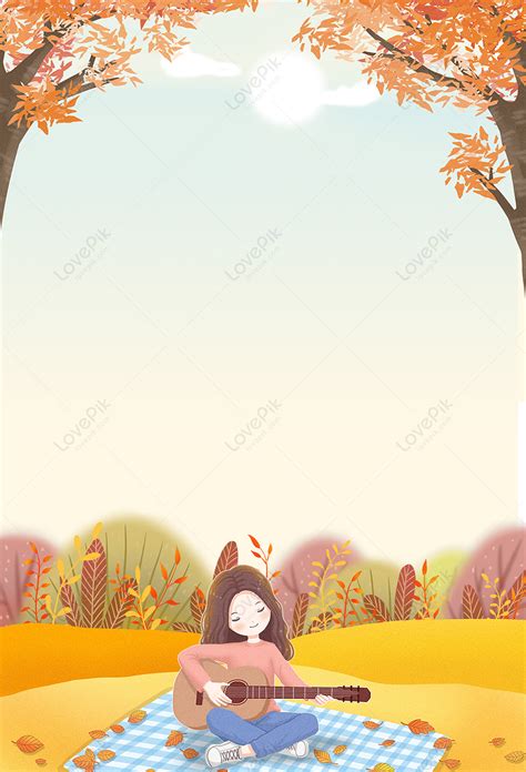 가을 포스터 배경 이미지 Hd 이파리 가을의 아름다움 소녀 배경 사진 무료 다운로드 Lovepik