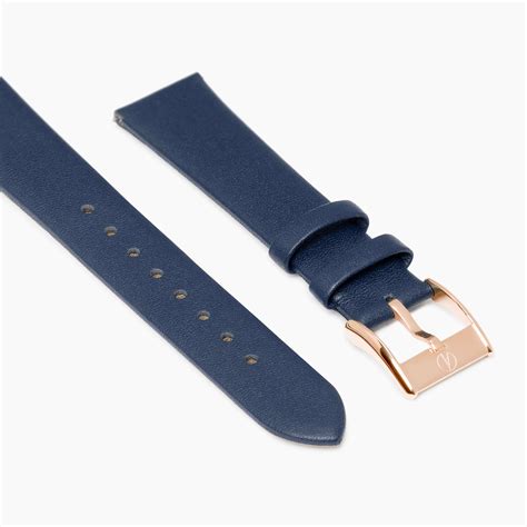 Rectangle Ladies Navy Leather 19mm Strap