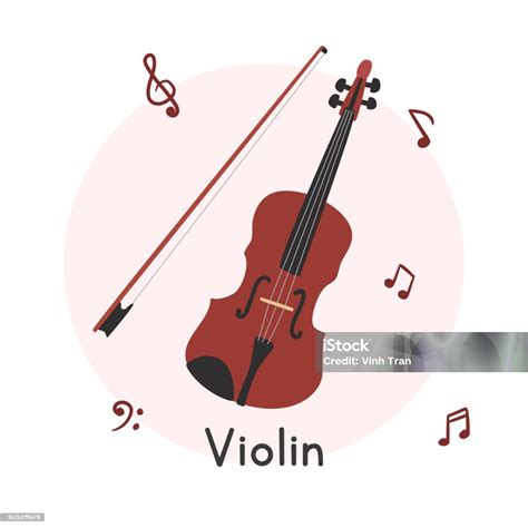 활 클립 아트 만화 스타일의 바이올린 간단한 귀여운 갈색 바이올린 현악기 플랫 벡터 그림 현악기 손으로 그린 낙서 스타일