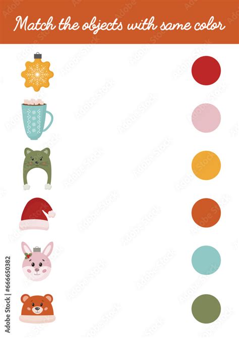 Match The Objects With The Same Color Christmas Color Sorting Game Printable Worksheets