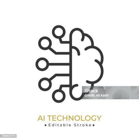 Ai 기술 글리프 라인 아이콘입니다 어디에나 적용할 수 있는 가는 선 아이콘 단순하고 픽셀 완벽하며 현대적인 스타일 가상 비서에 대한 스톡 벡터 아트 및 기타 이미지