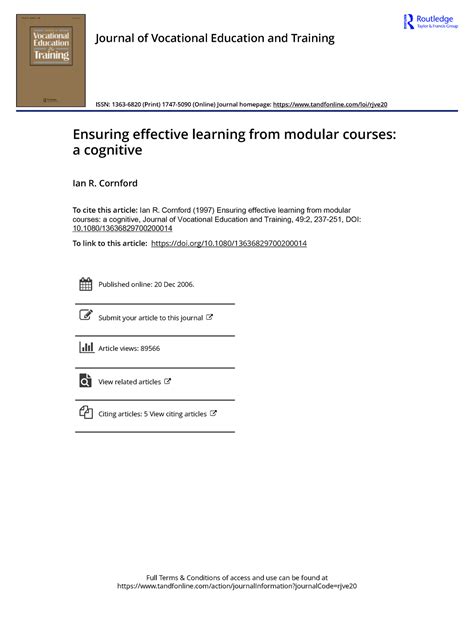 Ensuring Effective Learning From Modular Courses A Cognitive Full Terms And Conditions Of Access