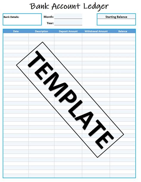 Bank Account Ledger Bank Reconciliation PDF Financial Planning Tool Money Management PDF Sheet