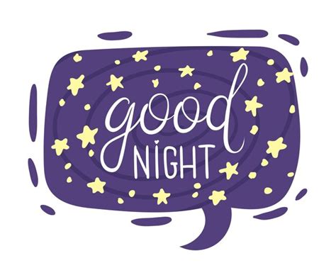 별이 있는 밤하늘과 흰색 배경에 있는 대화 구름 벡터 그림 안에 Good Night이라는 문구가 새겨져 있습니다 프리미엄 벡터