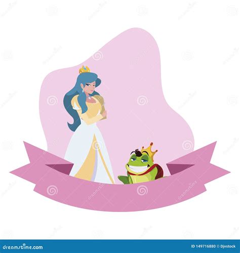 Beautiful Princess And Toad Prince Of Tales Character Stock