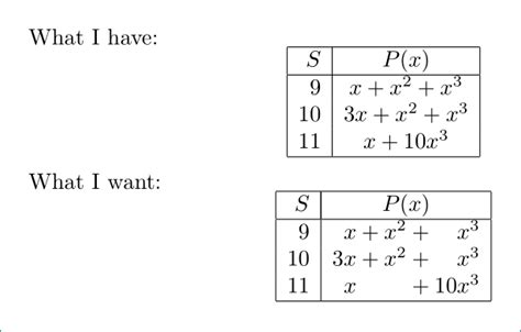 Horizontal Alignment Align Like Environment In A Column Of Array Tex Latex Stack Exchange