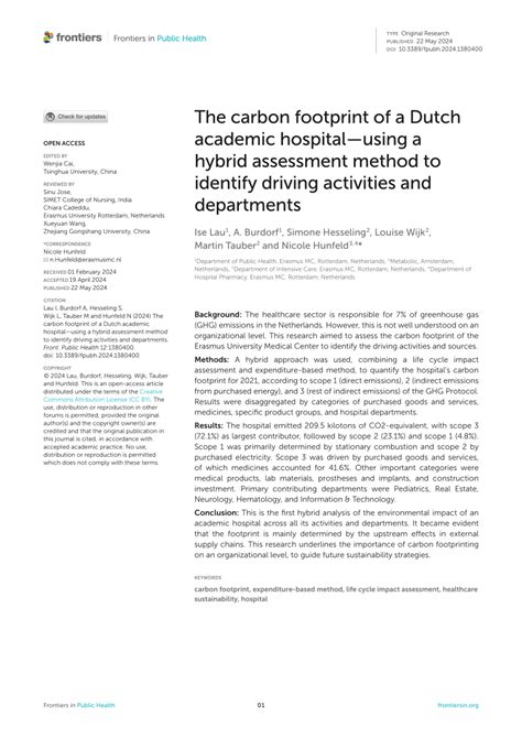 Pdf The Carbon Footprint Of A Dutch Academic Hospital—using A Hybrid