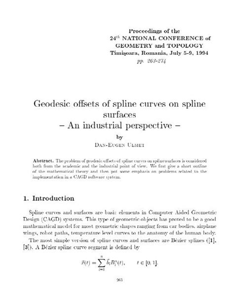 Geodesic O Sets Of Spline Curves On Spline Surfaces An Industrial