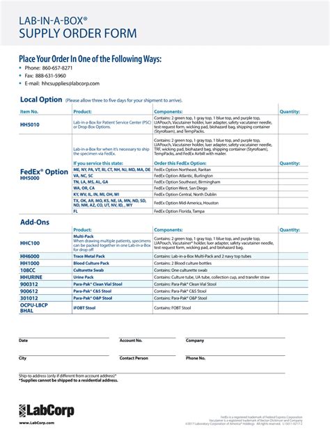 Labcorp Supply Order List Fill Online Printable Fillable Blank Pdffiller Labcorp Supply Order List Fill Online Printable Fillable Blank Pdffiller
