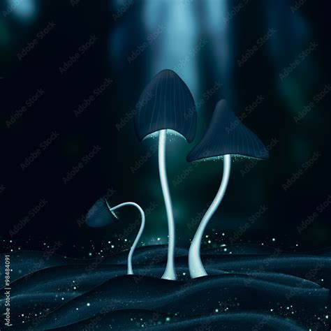 Грибы поганки в лесу Иллюстрация сказка для детей Illustration Stock Adobe Stock