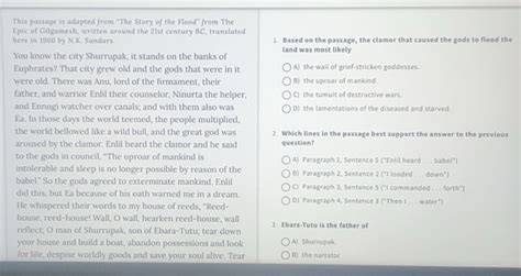 Solved This Passage Is Adapted From The Story Of The Flood From The