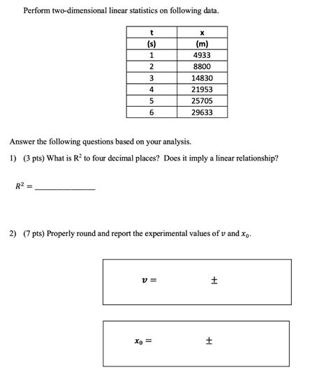 Solved Perform Two Dimensional Linear Statistics On Chegg Com