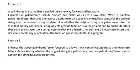 Solved Exercise 1 A Palindrome Is A String That Is Spelled