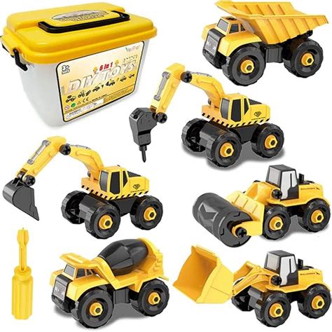 Take Apart Construction Vehicles Excavators Truck Toy With Storage Box