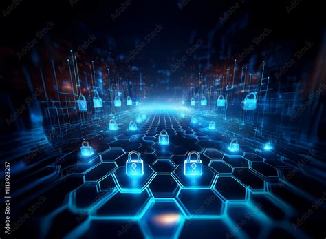 Abstract Digital Artwork Depicting A Futuristic Cybersecurity Landscape