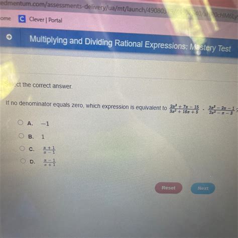 Select The Correct Answer If No Denominator Equals Zero Which