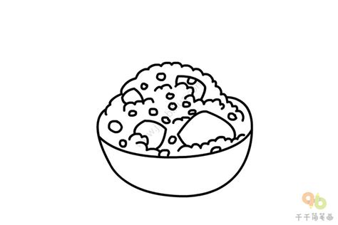 蛋炒饭简笔画步骤图 菜品简笔画