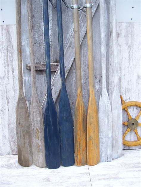 2 Vintage Wood Boat Oars 83 Feather Brand Long Canoe Paddles Or 77