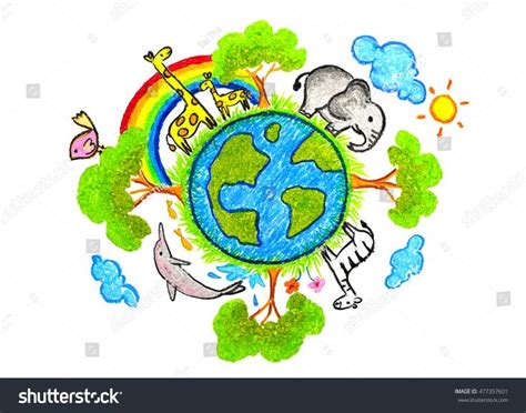 Hand Drawn The Ecosystem In The World Love The Earth Concept Back To Nature Easy Drawings