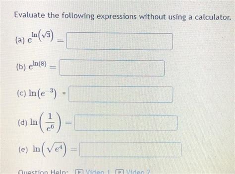 solved evaluate the following expressions without using a